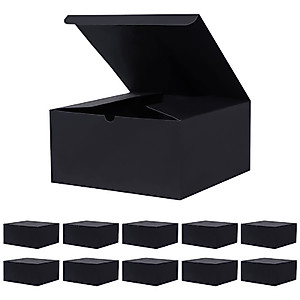 NIGNYA Kraft Gift Boxes with Lid 8x8x4 inches 10 Pack Black Cardboard Paper Gifts Boxes Large Boxes for Presents, Bridesmaid Proposal, Wedding, Birthday