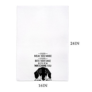 QODUNG Every Meal You Make Funny Dachshund Soft Kitchen Towels Dishcloths 16x24 Inch,Cute Sausage Dog Drying Cloth Hand Towels Tea Towels for Kitchen,Dachshund Lover Gifts