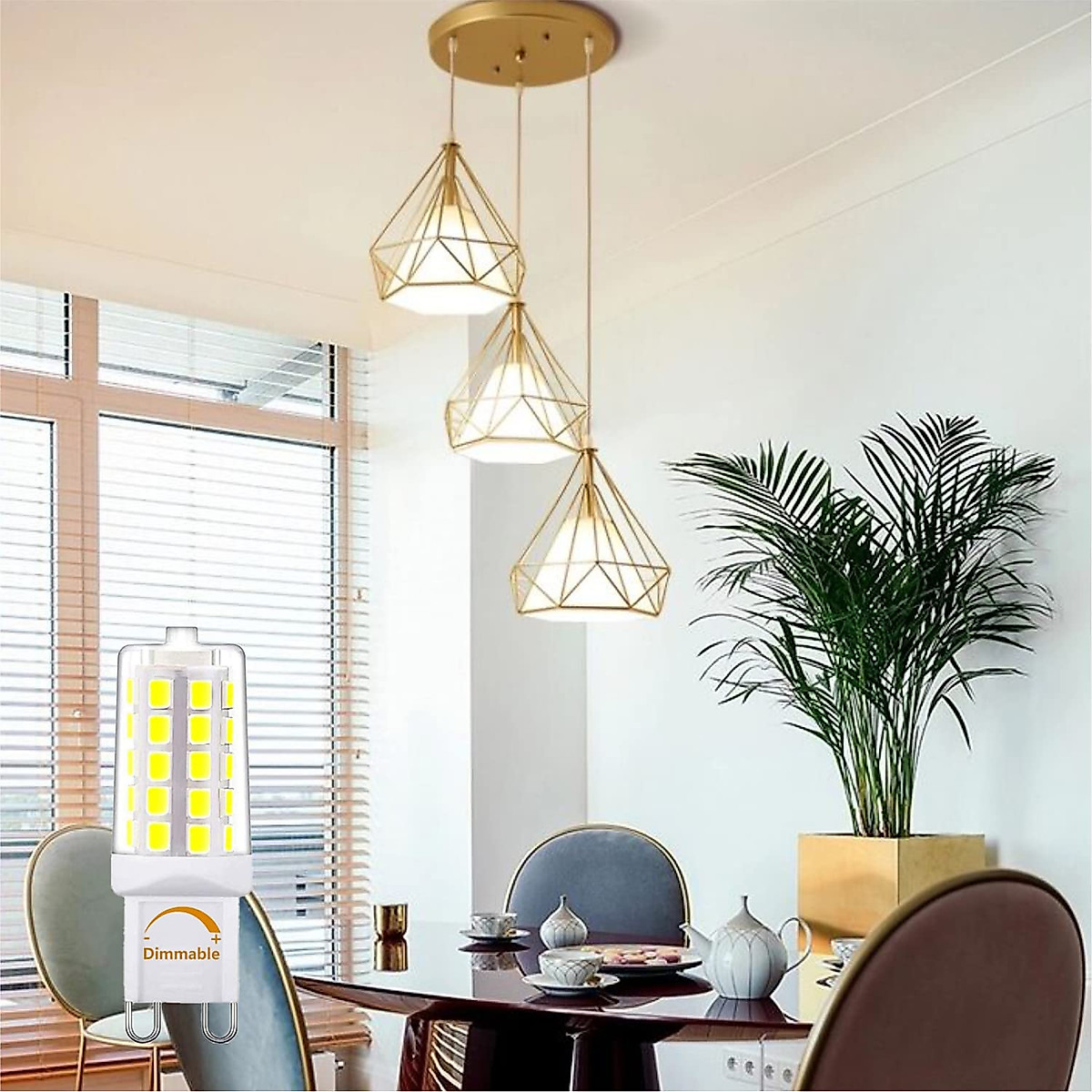 AIPLAMP G9 led Light Bulb Daylight White Dimmable 4W 6000K,Equivalent to 25W 30W 40W Halogen Light, 450Lm 100-120V AC,No Strobe, Flicker Free,360 Degree Angle, g9 dimmable, G9 Bulb,5 Pack