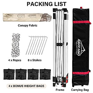 AIGOCANO Canopy Tent,Outdoor 10x10 Pop Up Canopy, Instant Tents for Parties with Roller Bag,4 Sandbags,Portable Easy Up Canopies (Brown)