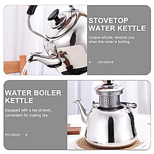 UPKOCH Whistling Tea Kettle Kitchen Tea Boiler Home Supply Kitchen Water Boiler Stovetop Water Boiler Whistling Water Pot Whistling Water Boiler Handle Stainless Steel Kettle