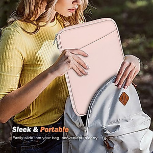 MoKo 12.9 Inch Tablet Sleeve Bag, Compatible with iPad Pro 12.9 M2 2022/2021/2020/2018/Pro 12.9 2017, Surface Laptop Go 12.4", Galaxy Tab S8+ 12.4", Waterproof Bag Carrying Case with Pocket, Pink