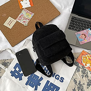 Fashion Women Mini Backpack Corduroy Solid Small Backpacks Simple Retro Casual Student Girls Bookbags Travel Pack Rucksack
