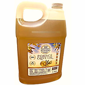 Athena • Greek Olive Oil For Soap Making • 1 Gallon (128 oz) • Pomace Grade/Food Grade • Castile Soap Base-Resealable Cap • Extra Light Olive Pomace Oil • Olive Oil Soap Supplies, Skin, Massage Oil,