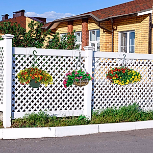 Zacool Vinyl Fence Hooks-4 Pack 5 x 10 Inches Heavy Duty White Patio Hooks Coated Steel Fence Hangers for Hanging Plants Bird Feeders,Lights,Basket,Pool Tools