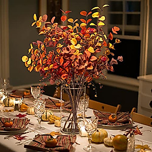 6 Pcs Fall Artificial Eucalyptus Stems Home Decor 32''/80cm Tall Fall Flowers Eucalyptus Leaves Berry Pumpkins for Autumn Thanksgiving Floral Arrangement Wedding Farmhouse Decorations Indoor Outdoor