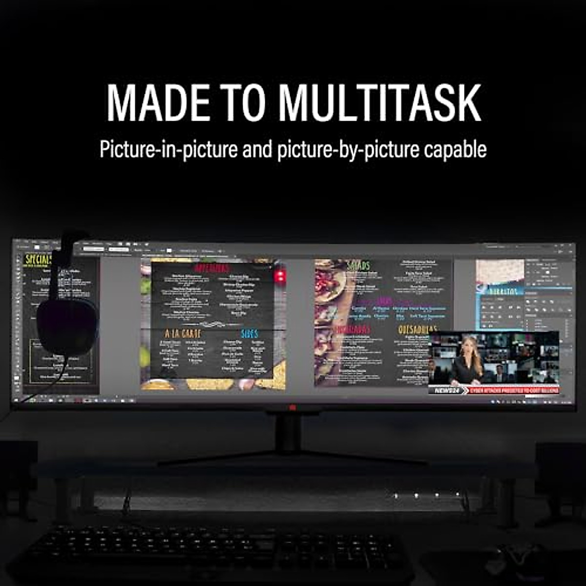 Deco Gear 3-Pack 49" Curved Ultrawide E-LED Gaming Monitor, 32:9 Aspect Ratio, Immersive 3840x1080 Resolution, 144Hz Refresh Rate, 3000:1 Contrast Ratio (DGVIEW490)