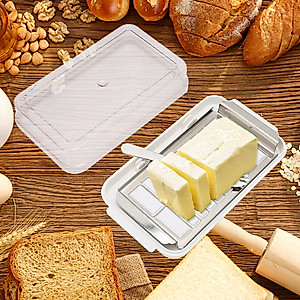 Fdit Stainless Steel Butter Preservation Box Butter Box With Lid, Butter Partition Storage Box Container With Transparent Cover For Kitchen(1#)