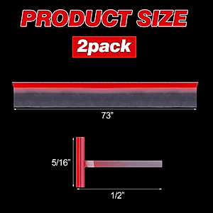 Newtay 2 PC Clear Vinyl T-Type Seal Strip with Pre-Applied Self Adhesive Backing Bathroom Threshold Water Strip Dam Shower Guard Shower Door Seal Strip for 1/2" Gap - 73" Long Frameless Shower Door