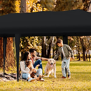 FOOWIN Canopy 10'X20' Tent Pop-up Canopy Commercial Tent with 6 Removable Sidewalls Tents for Parties with 12pcs Stakes，6 pcs Ropes Outdoor Carport Canopy Shade for Patio/Outdoor (Black)