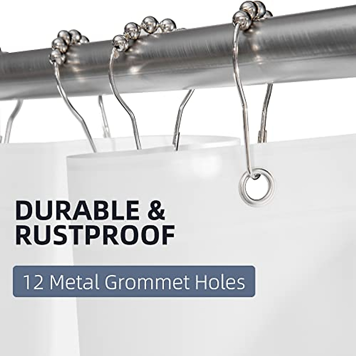 Titanker White Shower Curtain Liner 72 x 72 Plastic Shower Liner Washable Inside Shower Curtain Liner PEVA Shower Curtains for Bathroom with Magnets and Rustproof Metal Grommet Holes