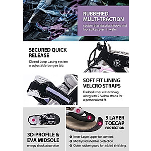 atika Women Athletic Outdoor Sandal, Closed Toe Lightweight Walking Water Shoes, Summer Sport Hiking Sandals, Phoenix Balck & Violet, 6