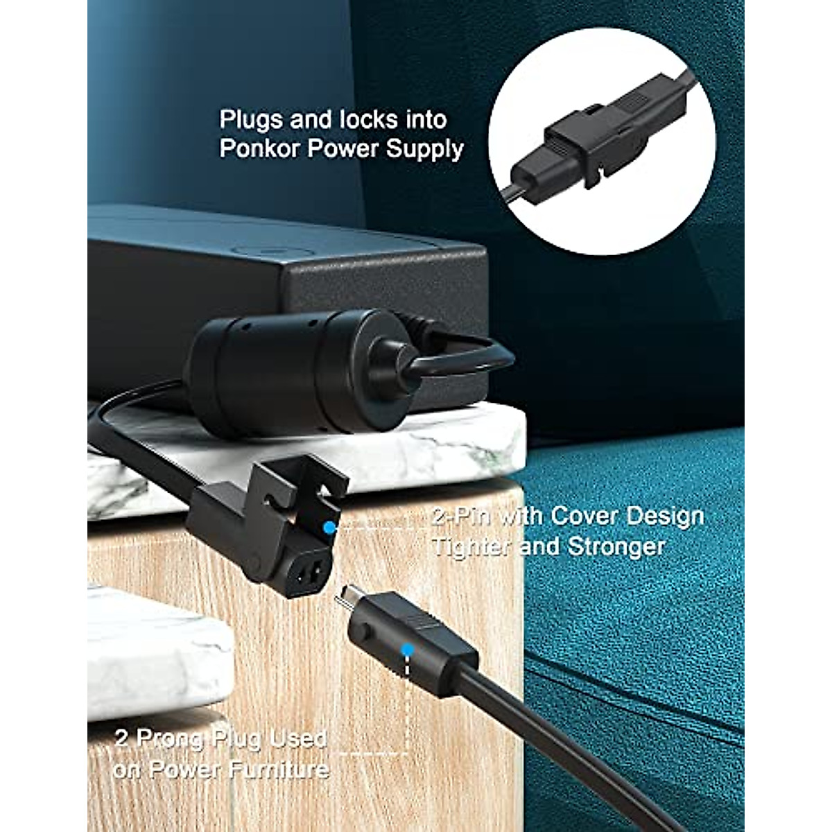 Recliner Power Supply, Ponkor AC/DC Switching Power Supply Transformer 2-pin 29V 2A Adapter with Extension Cord for Lift Chair or Power Recliner Limoss OKIN