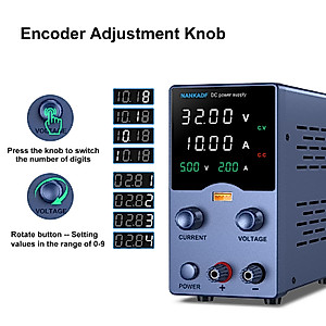 DC Power Supply Variable, Bench Power Supply with Precision Encoder Knob, USB Output Current Display, Adjustable Lab Power Supply with 4-Digits Display & Multi-Layer Circuit Protection (30V 10A)