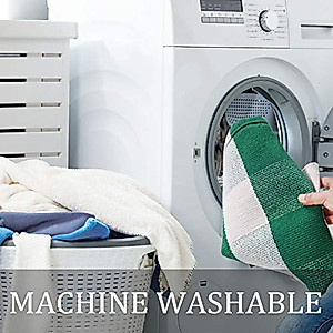 uxcell Buffalo Check Rug,Plaid Outdoor Rug,Layered Door Mat,Cotton Gingham Rugs,Floor Mat for Front Porch/Runner/Bedroom/Kitchen/Farmhouse 35"x24" Green & White