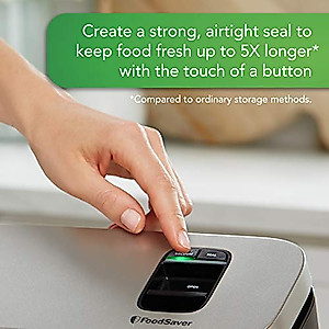 FoodSaver Space Saving Vacuum Sealer Machine with Sealer Bags and Roll for Airtight Food Storage and Sous Vide, Silver