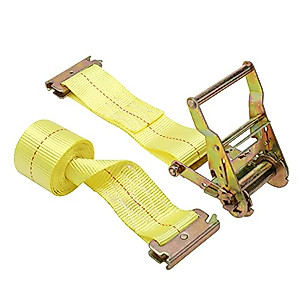 NovelBee Wheel Chock Tie Down Kit, Trailer Tie Down System for UTV, ATV & Mower (Yellow Wheel Chock & Yellow Strap)