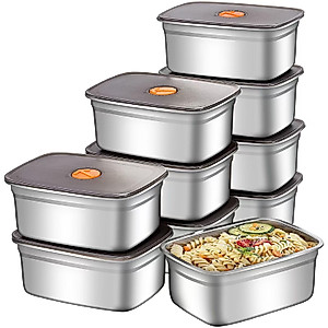 GIUOIDUO 20 PCS Food Storage Containers with Lids Airtight (10 Containers & 10 Lids)，stainless steel food containers leak proof storage box with lid Locking Food Storage Container freezer storage