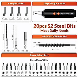 Nuovoware 5V Electric Precision Screwdriver Set, Rechargable Cordless Screwdriver 20 Magnetic Bits, LED Light Sockets Hex Shaft Drill Bits, Portable Repair Tool Set for Furnitures Phone Camera Laptop