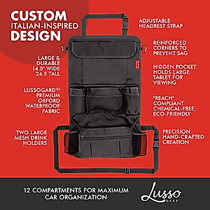 Lusso Gear "Toddler Travel Time Bundle - Black - Kids Travel Tray, Back Seat Organizer, Car Seat Organizer, Car Trash Can
