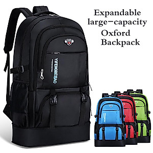 TTEDMO 2023 New Expandable Large-Capacity Oxford Backpack, 65 Liters Expandable Large-Capacity Oxford Backpack (Black)