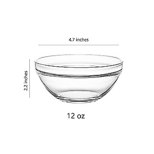 Sweejar 4.5 inch Small Glass Bowls Set, 12 oz Prep Bowls for Cooking, Small Bowls for Kitchen, Dessert Bowls for Ice Cream, 9 pack