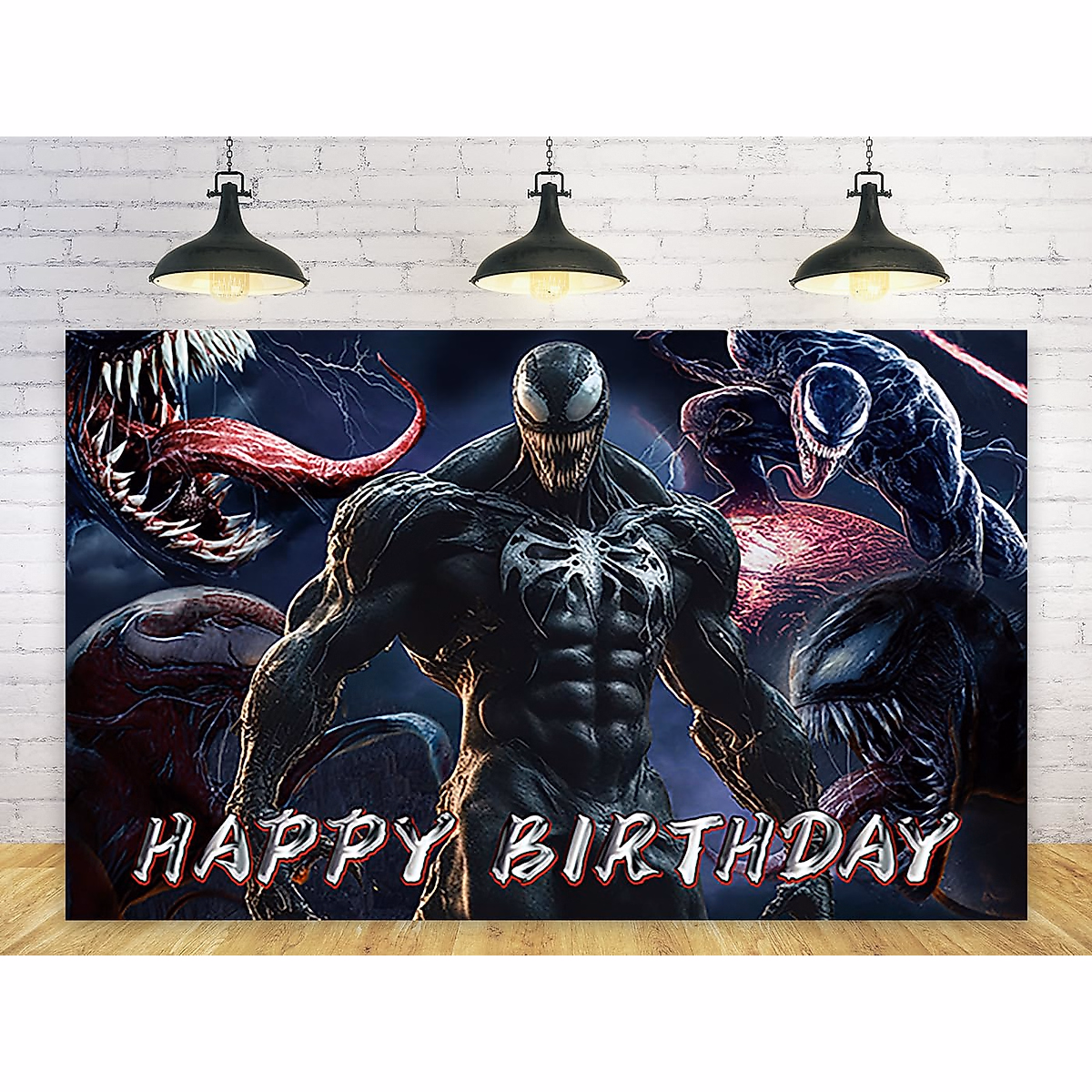 Super Hero Backdrop for Happy Birthday Party Decorations Venom Background for Baby Shower Party Cake Table Decorations Supplies Superhero Theme Banner 5x3ft