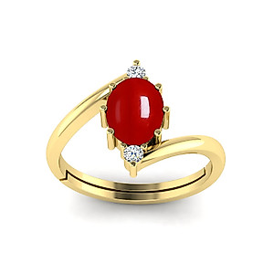 SirDaksh 5.00 Carat Natural Red Moonga Coral Ring For Women And Men