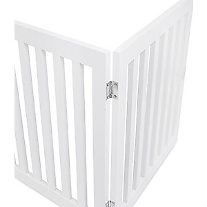 Internet's Best Traditional Dog Gate for The Home, Doorway, Stairs | 3 Panel | 24in H x 60in W | Small or Older Dogs, Puppies, Cat | Free Standing | Indoor Folding Pet Barrier | Wooden MDF | White