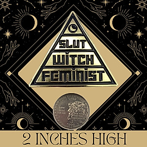 ADHD Witchery. Slut Witch Feminist Antique Brass Huge 2 Inch Pin Enamel Pin. Stamped with Sigil of Hecate On Back. Made For Witchy, Slutty, Freaks & Lovers. Wiccans, Pagans, Trans Witches, Queer Witches, Bi Witches, Intersectional Feminist Activists, Plea