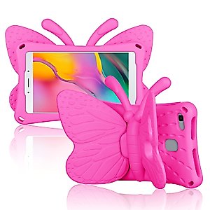 Feitenn Galaxy Tab A 8.0 Case for Kids 2019 SM-T290 / SM-T295, 3D Cartoon Butterfly Cover Non-Toxic EVA Kickstand Kid-Proof Shockproof Bumper Shell Girl Boy Gift for Samsung Tab A 8.0'' 2019 - Rose