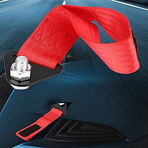 Aramox Tow Strap, Universal High Strength Racing Car Tow Strap Tow Rope for Front Rear Bumper Towing Hook (Red)