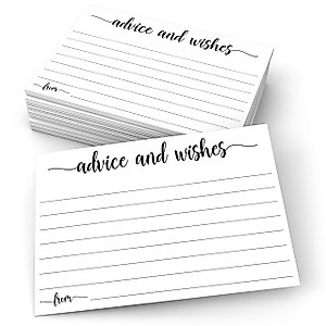 321Done Advice and Wishes Cards (50 Cards) 4" x 6" White Blank Well Wishes for Wedding, Bridal, Mr and Mrs, Retirement, Baby Shower - Words of Wisdom - Made in USA