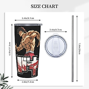 RedVos Anime Baki The Grappler Hanma Baki Band Stainless Steel Mug With Lid And Straw Adult Fashion Coffee Cup 20oz