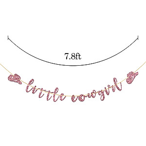 Talorine Little Cowgirl Banner, West Theme Baby Shower, Baby Girls 1st Birthday Banner, Pregnancy Announcement, Gender Reveal Mexican Party Decorations, Pink Glitter