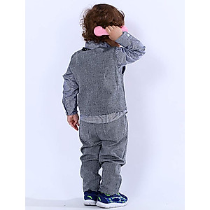 Abolai Baby Boys' 4 Piece Vest Set with Shirt,Vest and Pant Grey 90