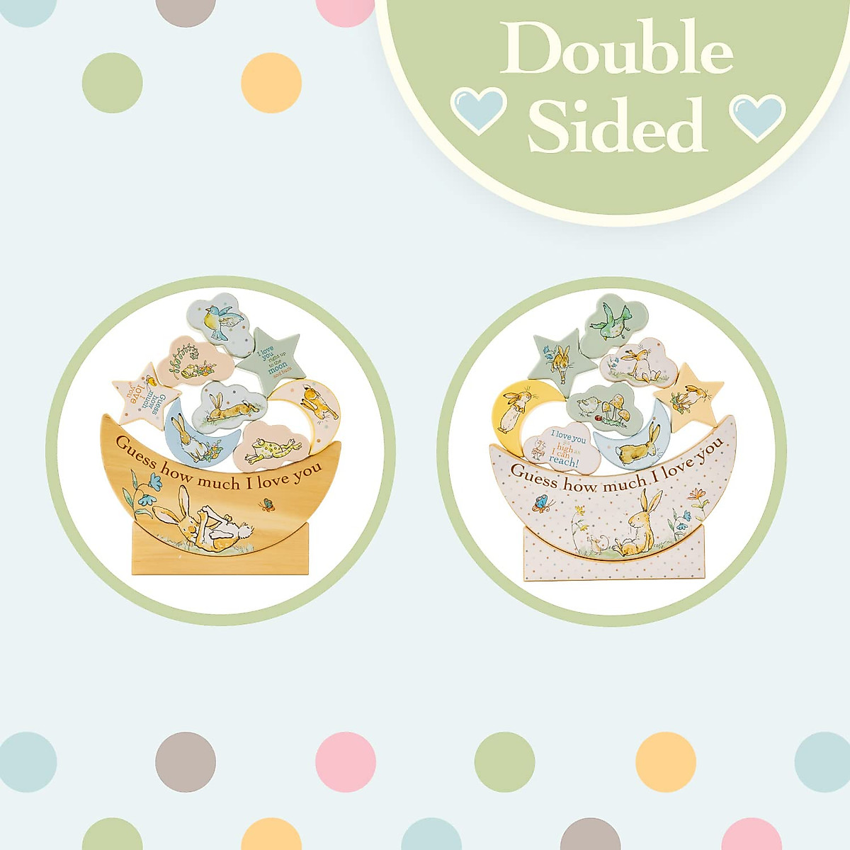 KIDS PREFERRED Guess How Much I Love You Wooden Balancing Stacker Toy and Decoration Educational Preschool Learning Wooden Blocks for Babies, Toddlers, and Kids