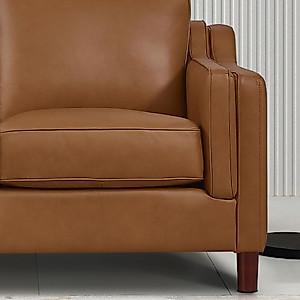 Hydeline Bella Top Grain Leather Sofa Couch, 84", Cognac - Feather Down, Memory Foam and Springs Seating