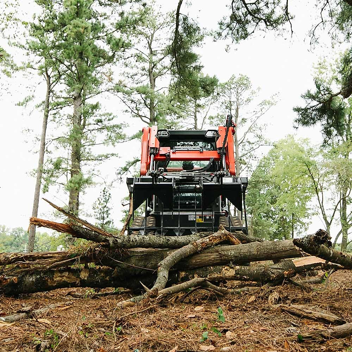 Titan Attachments 60" Economy Series Root Grapple Bucket Attachment, Universal SSQA Connection, Twin 3,000 PSI Cylinder with Cylinder Guard, Back Stoppers, 3/8" Thick Steel Frame