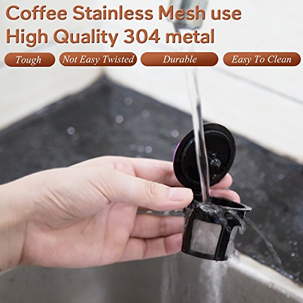 6 Pack Reusable K Cups for Keurig, LivingAid Refillable K CUPS Coffee Filters, Stainless Mesh Reusable Coffee Pods Compatible with Keurig 1.0 or 2.0 Keurig Coffee Maker, BPA Free