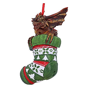 Nemesis Now Gremlins Mohawk in Stocking Hanging Festive Decorative Ornament 12cm, Resin, Green, Officially Licensed Harry Potter Merchandise, Cast in The Finest Resin, Expertly Hand-Painted