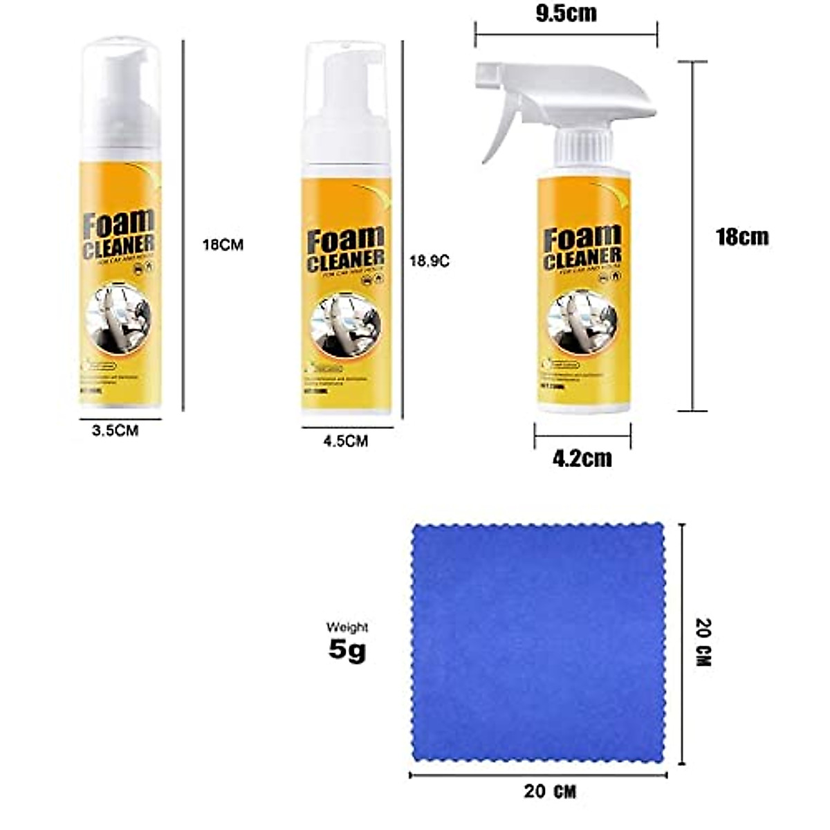 Claimseeme Foam Cleaner, Powerful Stain Removal Kit, Multipurpose Foam Cleaner, Multifunctional Foam Cleaner for Car and House Lemon Flavor All-Purpose Household Cleaners Concentrate (100ml)