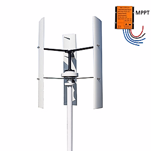 ZHIHUASMTBX No Noise Vertical Axis Wind Turbine Generator+MPPT Controller,10000W 12V 24V 48V 220V 3 Blades Vertical Magnetic Levitation Upright Wind Generator for Home Use,48v