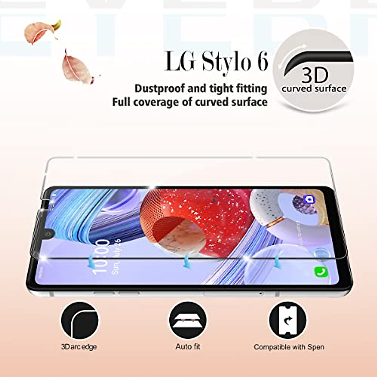 LG Stylo 6 Screen Protector By YEYEBF, [2 Pack]Full Coverage Tempered Glass [Case-Friendly][Bubble-Free][3D Glass] Screen Protector Glass For LG Stylo 6