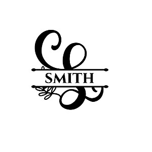 Personalized Vinyl Wall Decal - Monogram Initial with Last Name - Home Decor for Family Room, Nursery, Bedroom, or Wedding Decor - Beautiful Customized Letters - Removable Sticker