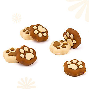 GeekShare 4PCS Cat Paw Shape Thumb Grip Caps,Soft Silicone Joystick Cover Compatible with Switch/OLED/Switch Lite (Milk Tea Brown)