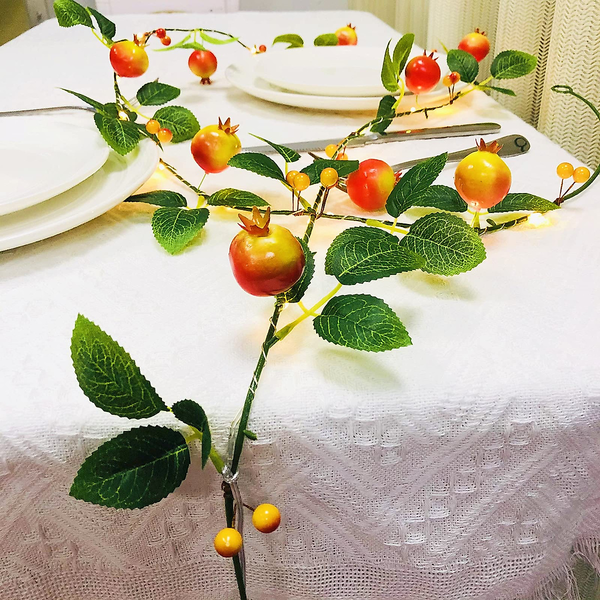 Artificial Fruit Pomegranate String Lights 6.56ft/20LED Rosehips Hanging Vines Plant Garland Foam Berries Light for Home Garden Wedding Party Decor (Z-Pomegranate Light, 1 Pack)