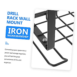 Levemolo Electric Drill Storage Rack Peg Board Drill Holder Cordless Drill Screwdriver Electric Eletric Screwdrivers Garage Tool Organizer Garage Organizers and Storage Black Carbon Steel