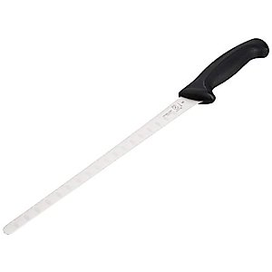 Mercer Culinary M23010 Millennia Black Handle, 10.3-Inch Granton Edge, Salmon, Slicer