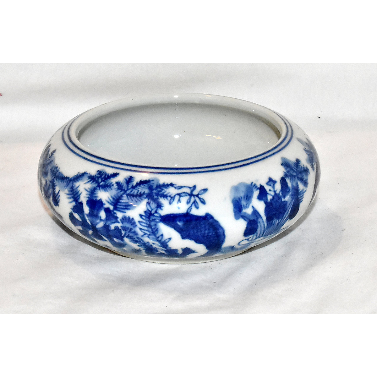 New 5.5" Oriental Koi Fish Goldfish & Ferns Round Bamboo Planter Pot/Change Holder